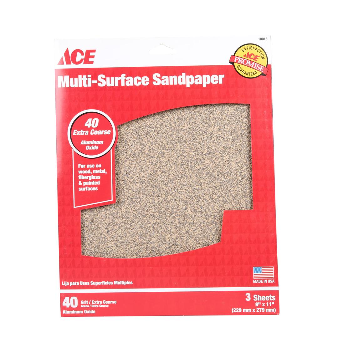 Buy ACE Multi Surface Sandpaper 40 Grit Extra Coarse 229 x 279 mm Pack of 3 Online in Qatar ACE